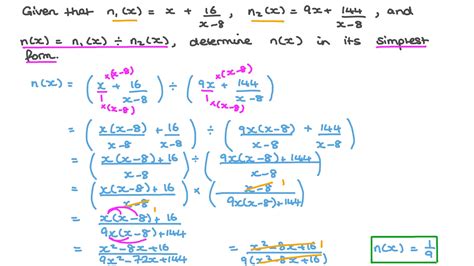 question video simplifying a quotient of two rational functions nagwa