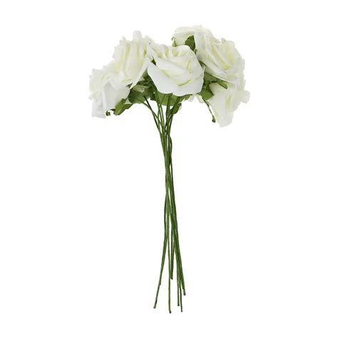 Ramo Rosa De Espuma Artificial Marfil 10 Flores Florales De PE