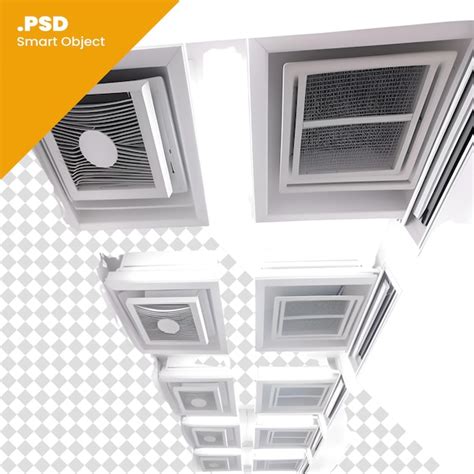 Ar condicionado isolado em um fundo branco modelo psd de renderização