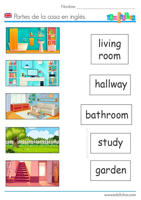 Partes de la Casa en Inglés Fichas de vocabulario ejercicios