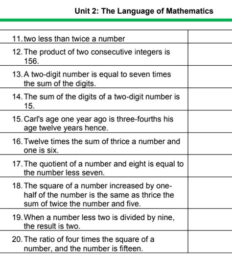 [solved] translate to mathematical expression unit 2 the language of course hero