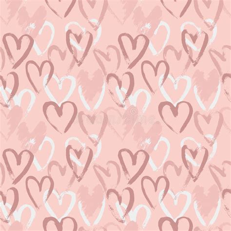 Abstract Grunge Dry Brush Heart Seamless Nude Vector Pattern Stock