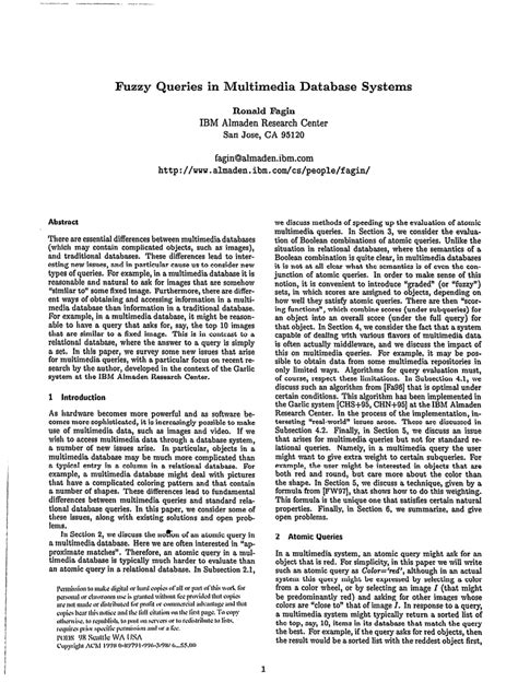 pdf fuzzy queries in multimedia database systems