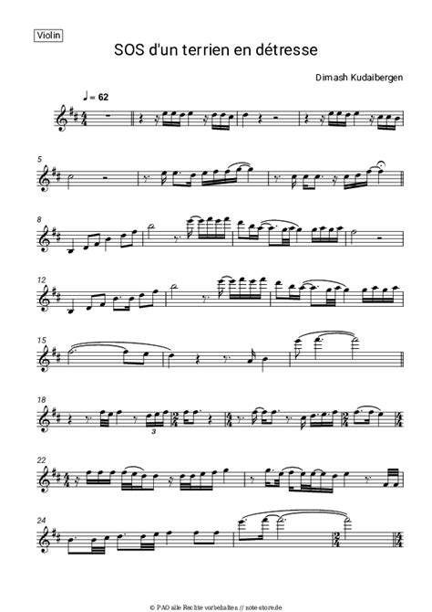 SOS d un terrien en détresse Dimash Kudaibergen noten violin Note