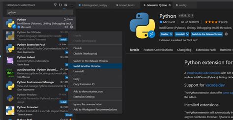 not able to install older version python extension · issue 157534 · microsoft vscode · github