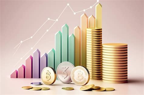 Uma exibição elegante de sucesso financeiro moedas e um gráfico