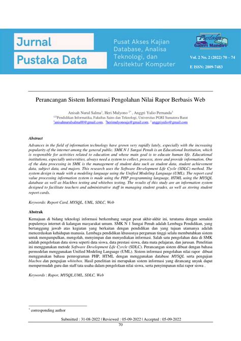 pdf perancangan sistem informasi pengolahan nilai rapor berbasis web