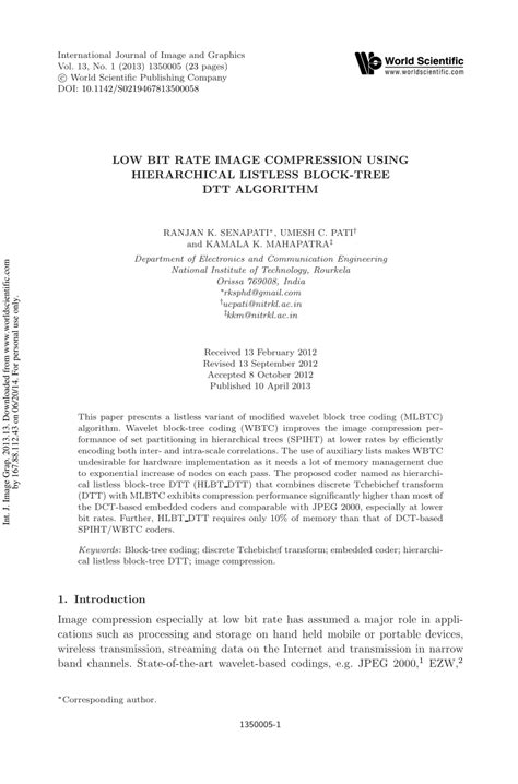 pdf low bit rate image compression using hierarchical listless block tree dtt algorithm