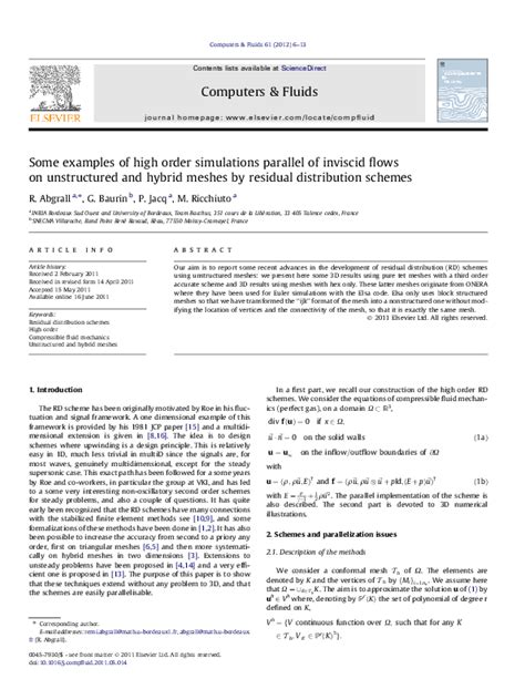 pdf some examples of high order simulations parallel of inviscid flows on unstructured and