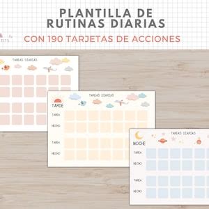 Plantilla Tareas Diarias Rutinas Niños Organización Planificador