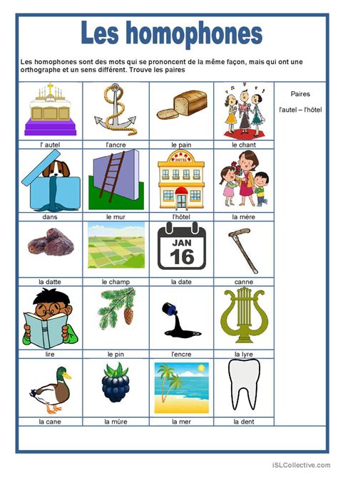 Les homophones prononciation Français FLE fiches pedagogiques pdf doc