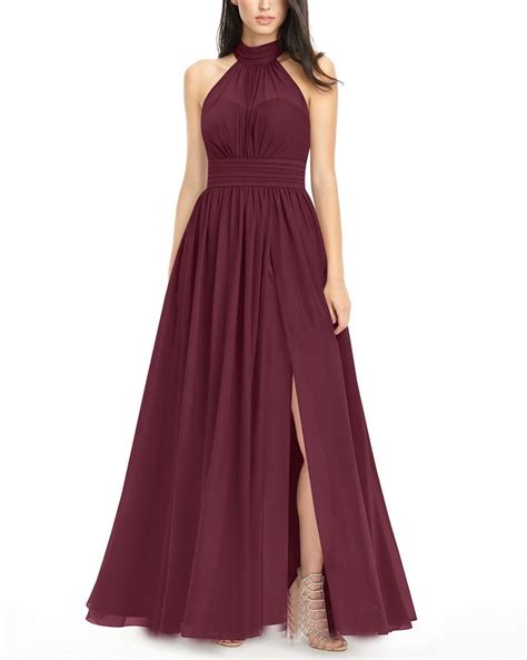 Loveonly Women S A Line Sleeveless Halter Neck Bridesmaid Dress Chiffon