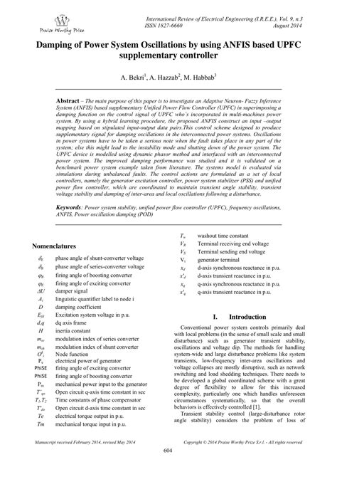 pdf damping of power system oscillations by using anfis based upfc supplementary controller