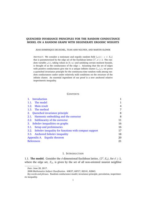 pdf quenched invariance principles for the random conductance model on a random graph with