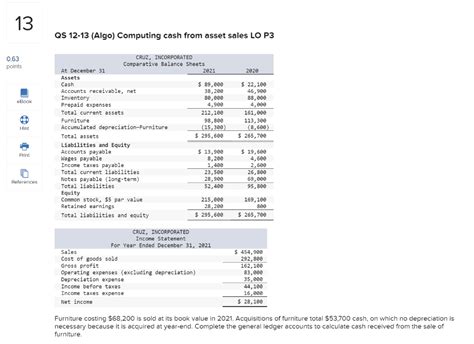 Solved QS 12 13 Algo Computing Cash From Asset Sales LO P3 Chegg