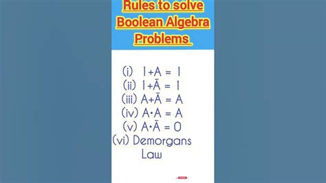 rules and tricks to solve boolean algebra problems easily boolean algebra problems youtube