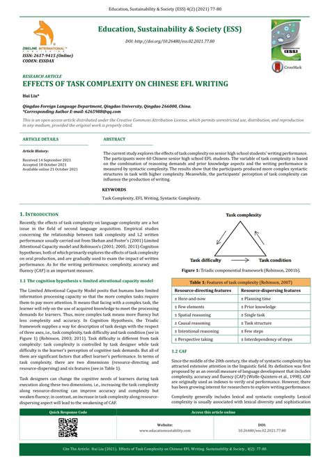 pdf effects of task complexity on chinese efl writing