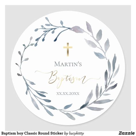 Baptism Boy Classic Round Sticker Boy Baptism Christening Christian