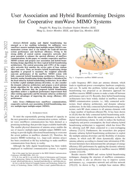 pdf user association and hybrid beamforming designs for cooperative mmwave mimo systems