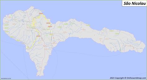 Map of São Nicolau Island Cape Verde
