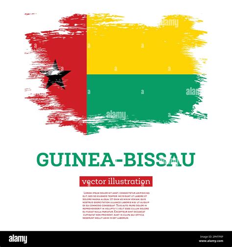Guinea Bissau Flag With Brush Strokes Vector Illustration