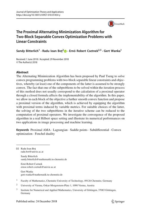 pdf the proximal alternating minimization algorithm for two block separable convex