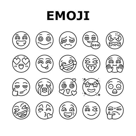Premium Vector Emoji Emotional Funny Smile Face Icons Set Vector