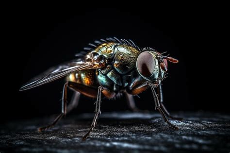 Una Mosca Con Cara Amarilla Y Cara Verde Foto Premium