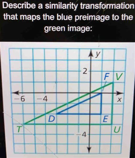 solved describe a similarity transformation that maps the blue preimage to the green image [math]