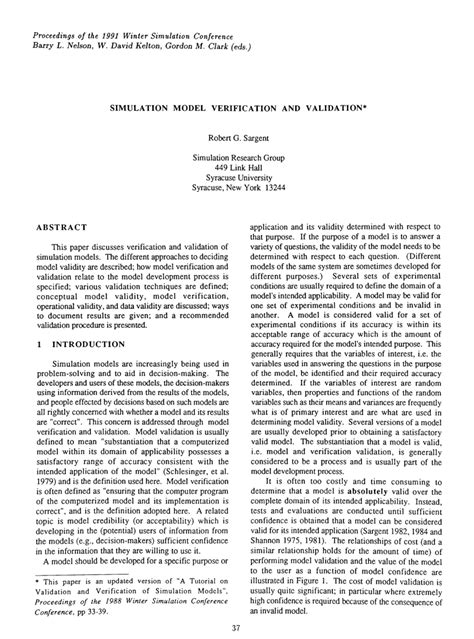 pdf simulation model verification and validation