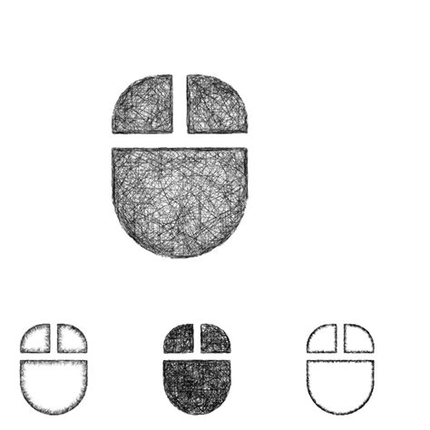 Sketch Line Art Icon Set Of Wireless Mice Vector Drawn Wireless Mouse