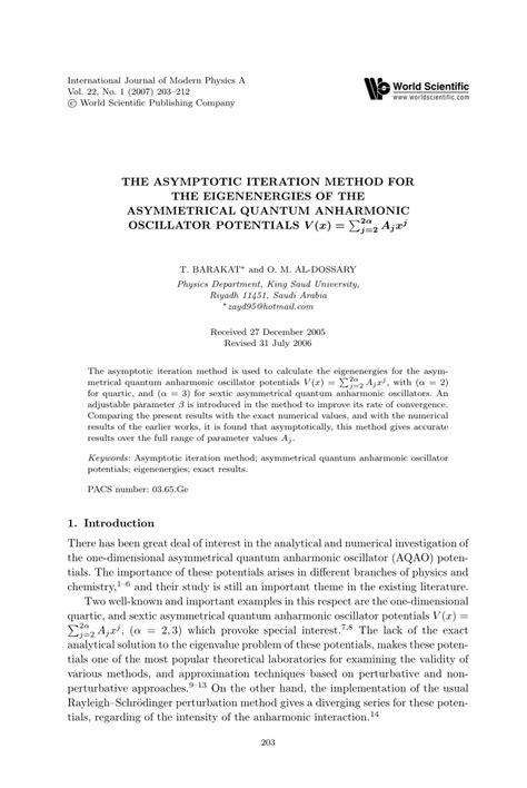 pdf the asymptotic iteration method for the eigenenergies of the asymmetrical quantum
