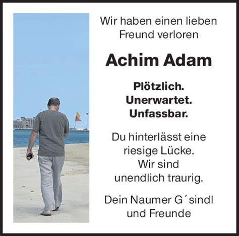 Traueranzeigen Von Achim Adam Vrm Trauer De
