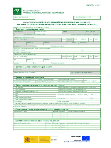 Completable En línea solicitud de acciones de formacin profesional para