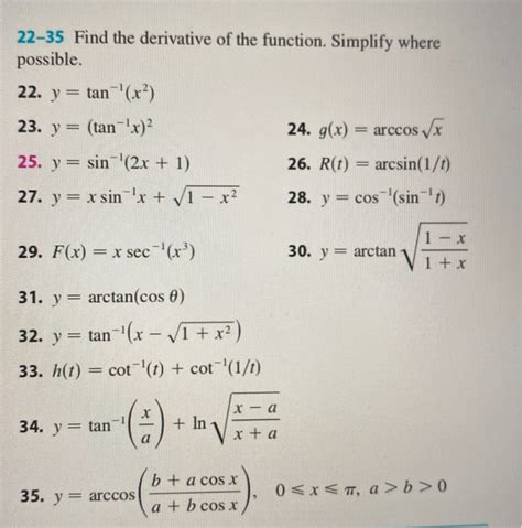 solved 22 35 find the derivative of the function simplify