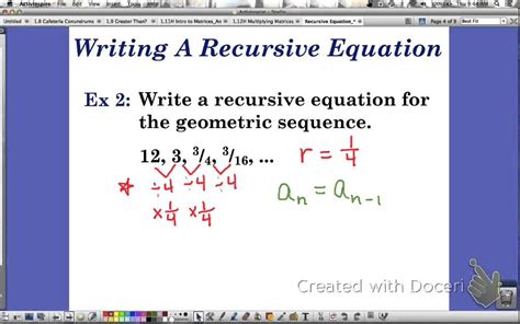 recursive equation for geometric sequences youtube