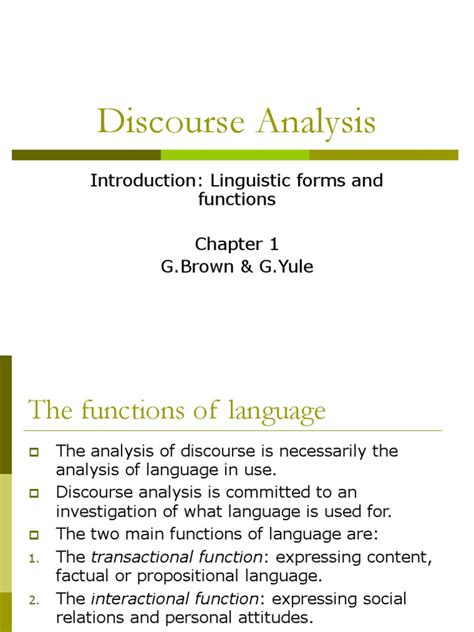 discourse analysis pdf linguistics grammar
