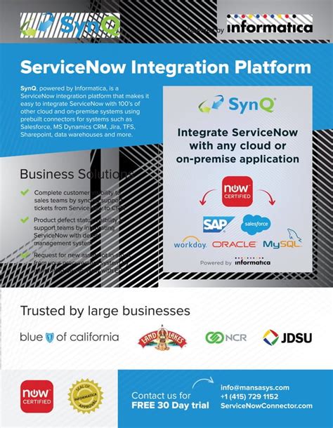 SynQ ServiceNow Integration Platform Datasheet PDF