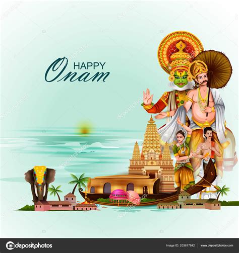 Happy Onam Holiday For South India Festival Background Stock Vector By