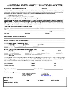 Fillable Online ARCHITECTURAL CONTROL COMMITTEE IMPROVEMENT REQUEST