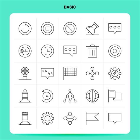 Outline Basic Icon Set Vector Line Style Design Black Icons Set