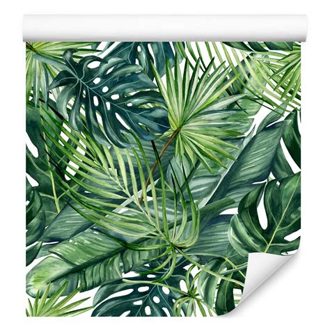 Tapeta Do Salonu Egzotyczne LIŚCIE Rośliny Monstera Palmy Bananowiec