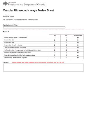 Fillable Online Vascular Ultrasound Image Review Sheet Fax Email