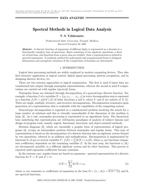 pdf spectral methods in logical data analysis