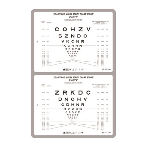 Visual Acuity Chart Model Oc Optitech Eyecare