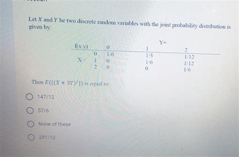 Solved Let X And Y Be Two Discrete Random Variables With The Chegg