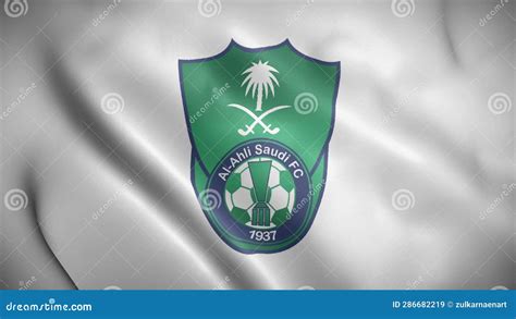 Al Ahli Saudi Football Club Logo On A Waving Flag In A Loop Animation