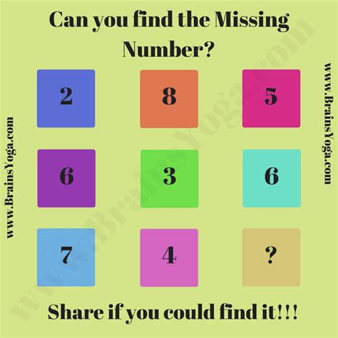 Logical Missing Number Picture Puzzle With Answer