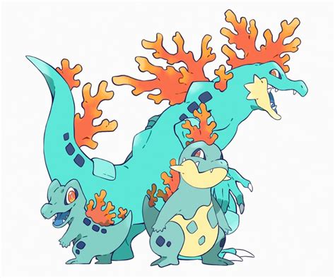 Totodile Feraligatr And Croconaw Pokemon Drawn By Wulie Errr Danbooru