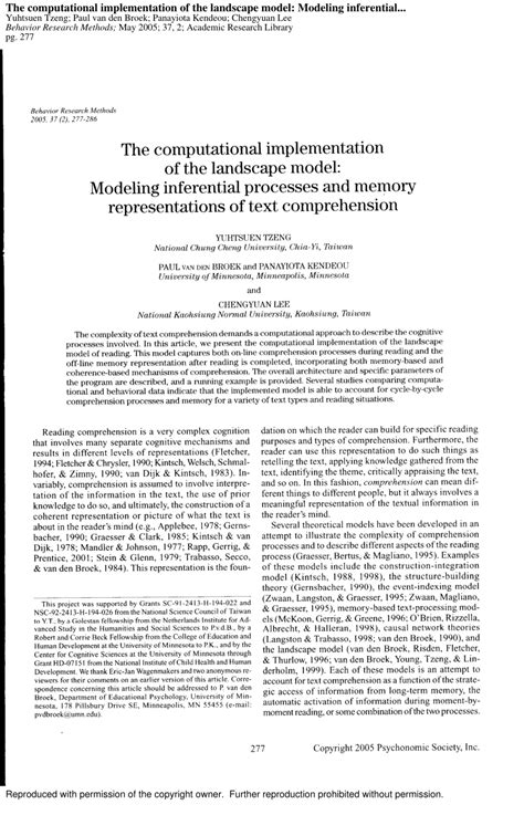 pdf the computational implementation of the landscape model modeling inferential processes